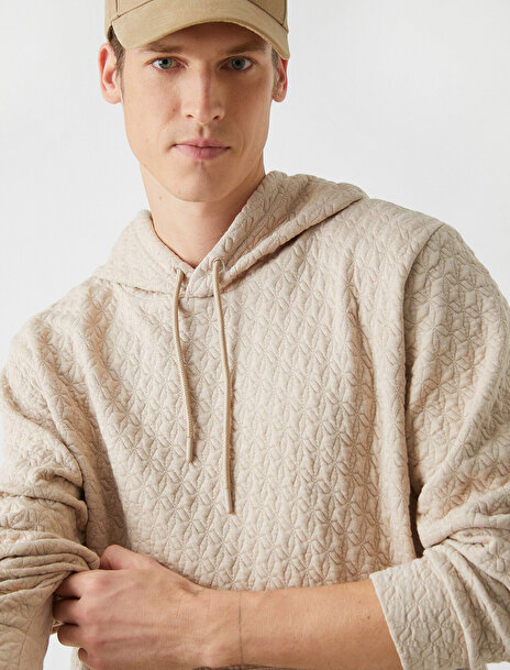 Koton Erkek Dokulu Kumaş Kapüşonlu Sweatshirt