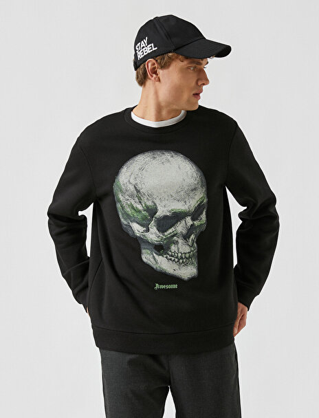 Koton Erkek Kuru Kafa Baskılı Sweatshirt