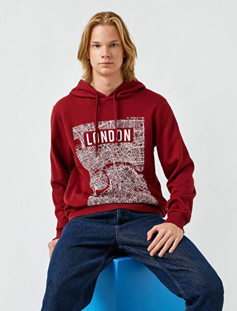Koton Erkek Londra Baskılı Kapşonlu Sweatshirt Koton Erkek Londra Baskılı Kapşonlu Sweatshirt