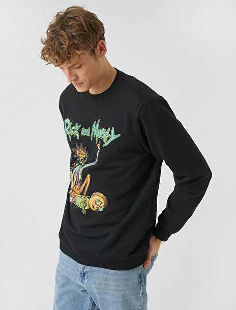 Koton Erkek Rick and Morty Sweatshirt Lisanslı Baskılı