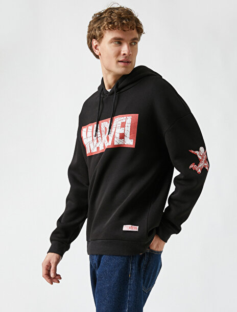 Koton Erkek Marvel Kapşonlu Sweatshirt Lisanslı Baskılı