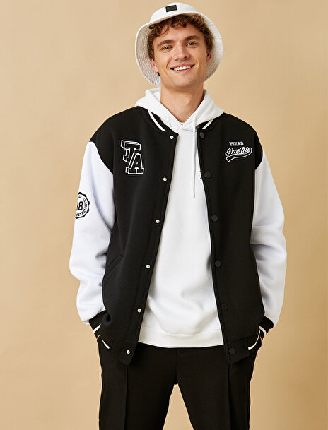 Koton Erkek Kolej Bomber Sweatshirt Ceket