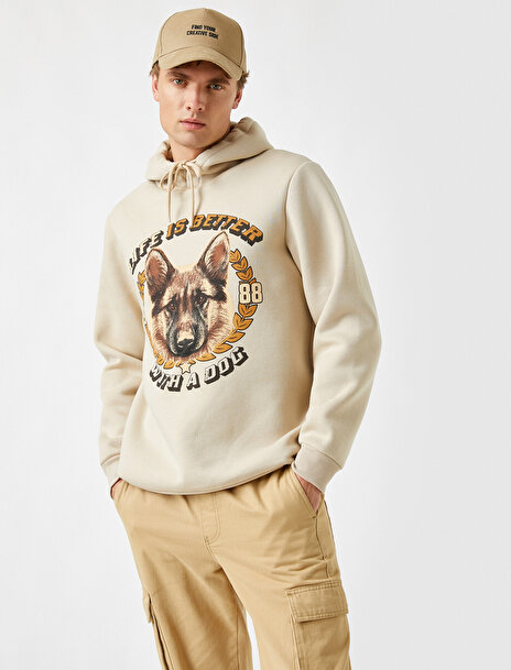Koton Erkek Alman Kurdu Baskılı Kapşonlu Sweatshirt Koton Erkek Alman Kurdu Baskılı Kapşonlu Sweatshirt