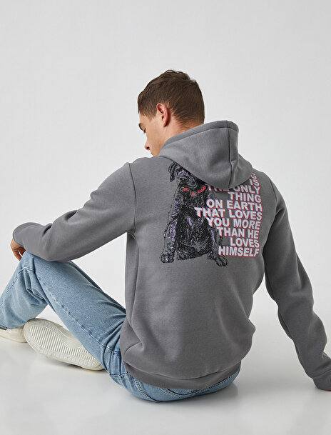 Koton Erkek Köpek Baskılı Kapüşonlu Sweatshirt Koton Erkek Köpek Baskılı Kapüşonlu Sweatshirt