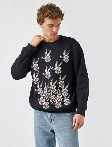 Koton Erkek Bugs Bunny Yılbaşı Sweatshirt Lisanslı Baskılı