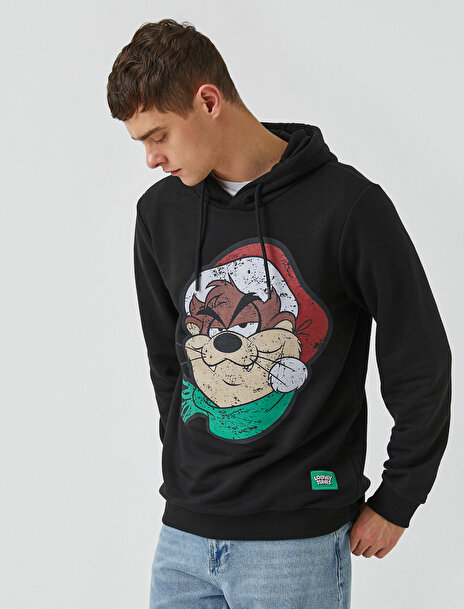 Koton Erkek Tazmanya Canavarı Yılbaşı Kapşonlu Sweatshirt Lisanslı Baskılı Koton Erkek Tazmanya Canavarı Yılbaşı Kapşonlu Sweatshirt Lisanslı Baskılı