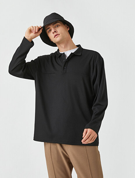 Koton Erkek Polo Yaka Oversize Sweatshirt