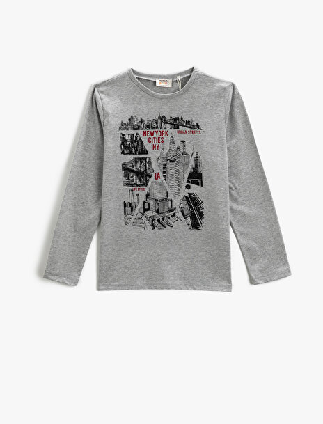 Koton Erkek Çocuk Şehir Baskılı Uzun Kollu Tişört