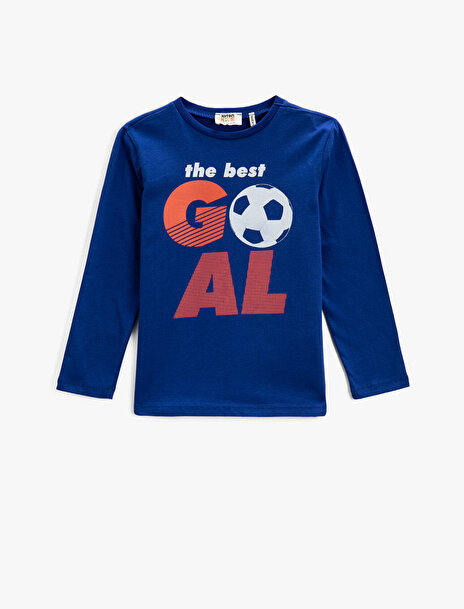 Koton Erkek Çocuk Futbol Topu Baskılı Uzun Kollu Tişört Pamuklu