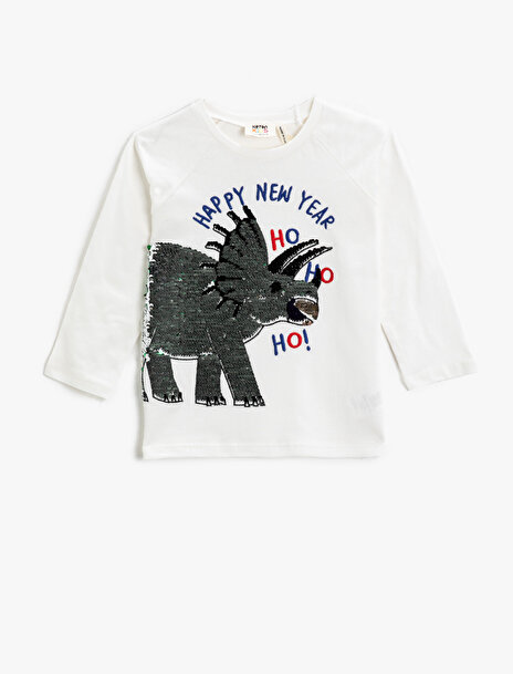 Koton Erkek Çocuk Yeni Yıl Baskılı Pullu Tişört Uzun Kollu Pamuklu Koton Erkek Çocuk Yeni Yıl Baskılı Pullu Tişört Uzun Kollu Pamuklu