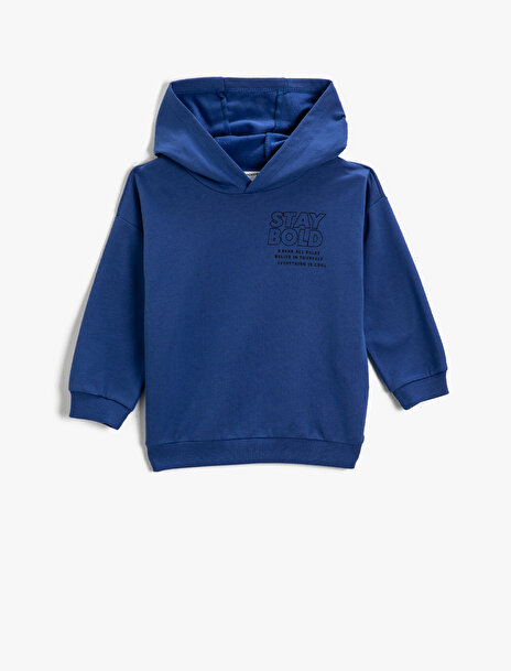 Koton Erkek Çocuk Slogan Baskılı Kapşonlu Sweatshirt Pamuklu Koton Erkek Çocuk Slogan Baskılı Kapşonlu Sweatshirt Pamuklu