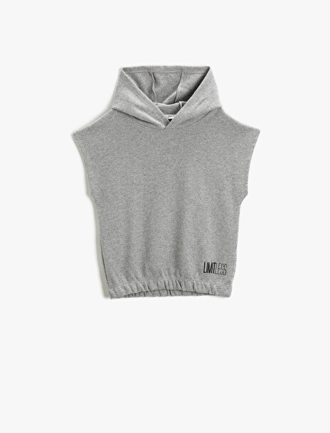 Koton Erkek Çocuk Baskılı Kolsuz Kapüşonlu Sweatshirt Beli Lastikli