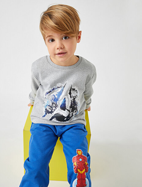 Koton Erkek Çocuk Marvel Lisanslı Baskılı Sweatshirt Bisiklet Yaka