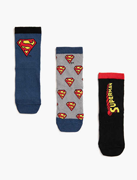 Koton Erkek Çocuk Superman Lisanslı Baskılı 3'lü Soket Çorap Seti