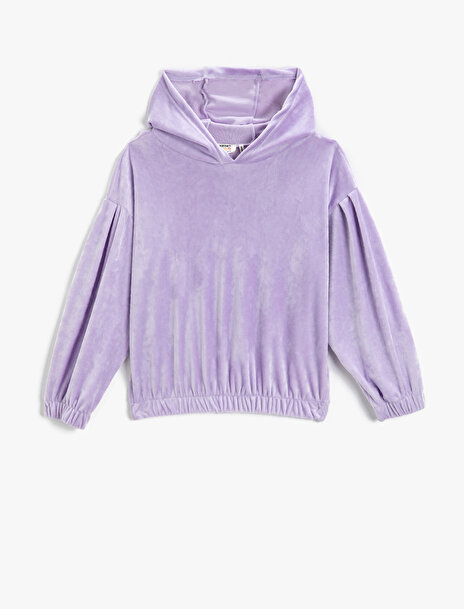 Koton Kız Çocuk Basic Kadife Kapşonlu Sweatshirt Kolları ve Beli Büzgülü Koton Kız Çocuk Basic Kadife Kapşonlu Sweatshirt Kolları ve Beli Büzgülü