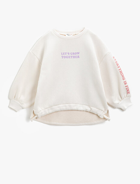 Koton Kız Çocuk Slogan Baskılı Oversize Sweatshirt Beli Bağlama Detaylı Koton Kız Çocuk Slogan Baskılı Oversize Sweatshirt Beli Bağlama Detaylı