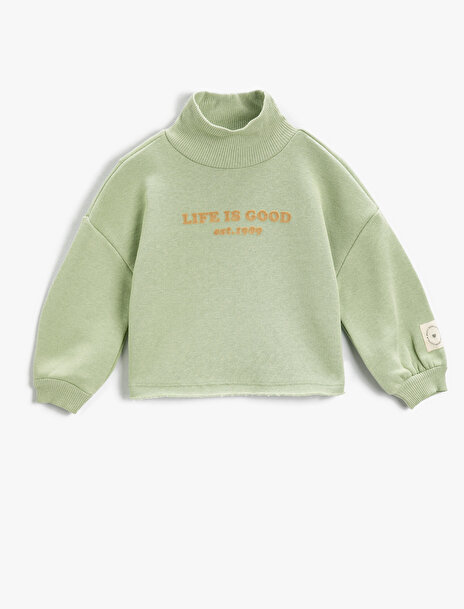 Koton Kız Çocuk Slogan Baskılı Balıkçı Yaka Crop Sweatshirt Koton Kız Çocuk Slogan Baskılı Balıkçı Yaka Crop Sweatshirt