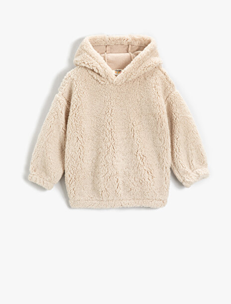 Koton Kız Çocuk Basic Kapüşonlu Peluş Sweatshirt Uzun Kollu Koton Kız Çocuk Basic Kapüşonlu Peluş Sweatshirt Uzun Kollu