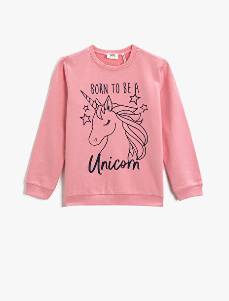 Koton Kız Çocuk Unicorn Baskılı Pamuklu Sweatshirt