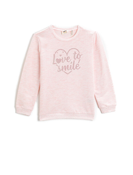 Koton Kız Çocuk Simli Slogan Baskılı Sweatshirt Uzun Kollu
