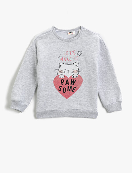 Koton Kız Çocuk Kedi Baskılı Bisiklet Yaka Sweatshirt Uzun Kollu Koton Kız Çocuk Kedi Baskılı Bisiklet Yaka Sweatshirt Uzun Kollu