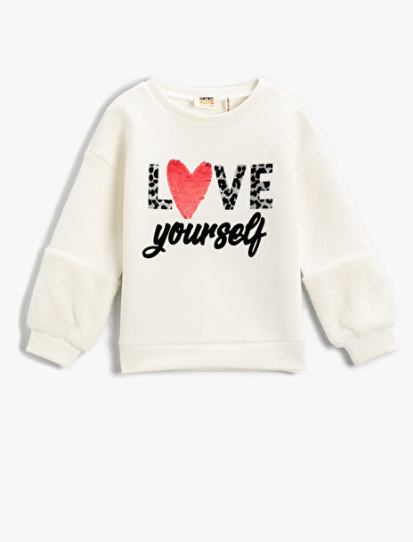 Koton Kız Çocuk Slogan Baskılı Sweatshirt Pullu Payetli Koton Kız Çocuk Slogan Baskılı Sweatshirt Pullu Payetli