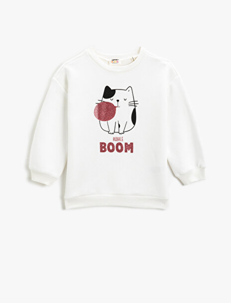 Koton Kız Çocuk Kedi Baskılı Uzun Kollu Sweatshirt Pamuklu Koton Kız Çocuk Kedi Baskılı Uzun Kollu Sweatshirt Pamuklu