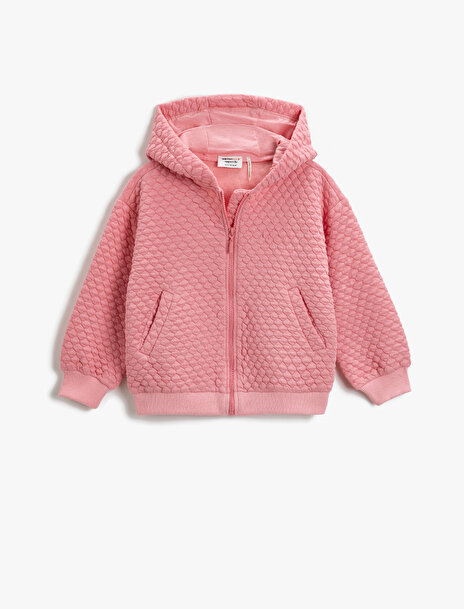 Koton Kız Çocuk Kapitone Kapüşonlu Hırka Cepli Fermuarlı