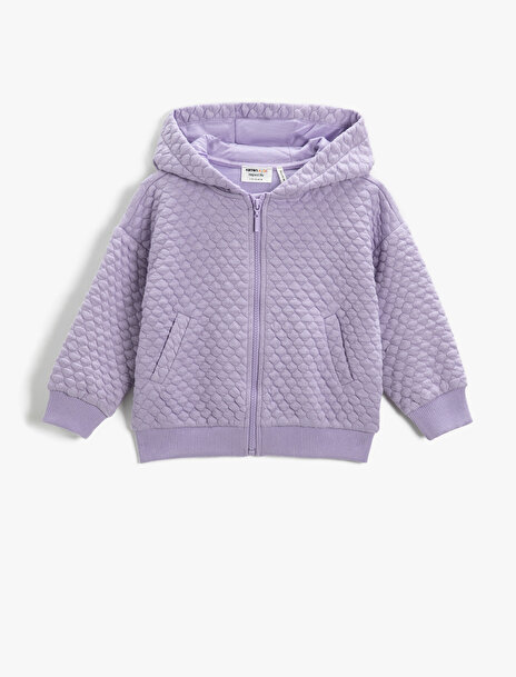 Koton Kız Çocuk Kapitone Kapüşonlu Hırka Cepli Fermuarlı