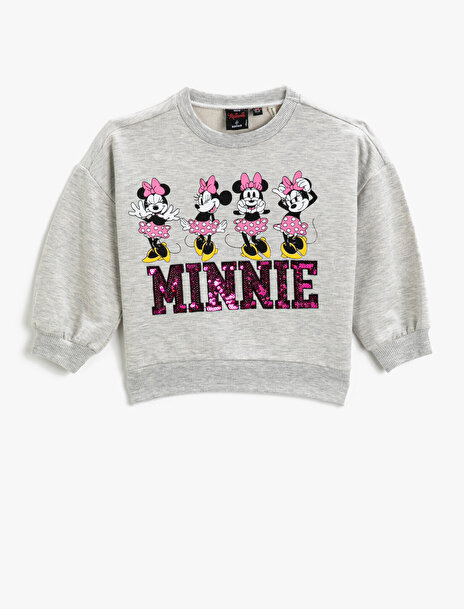 Koton Kız Çocuk Minnie Mouse Lisanslı Baskılı Payetli Sweatshirt