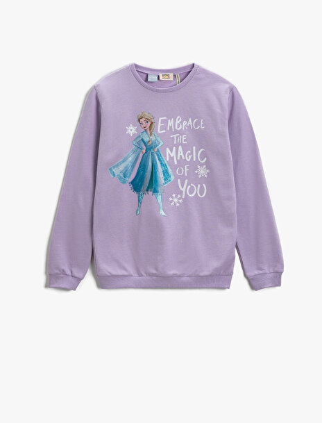 Koton Kız Çocuk Elsa Baskılı Lisanslı Sweatshirt Pamuklu