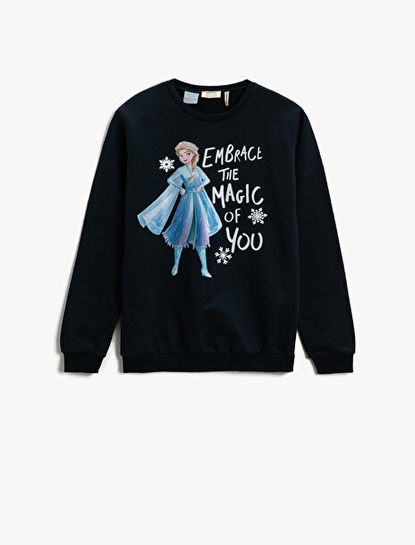 Koton Kız Çocuk Elsa Baskılı Lisanslı Sweatshirt Pamuklu