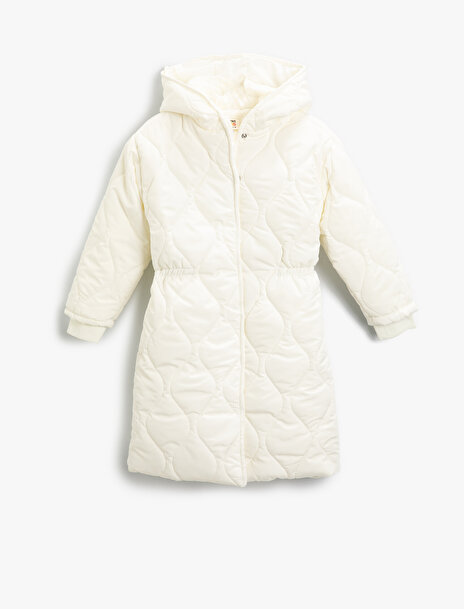 Koton Kız Çocuk Kapitone Kapüşonlu Çıtçıtlı Uzun Mevsimlik Mont