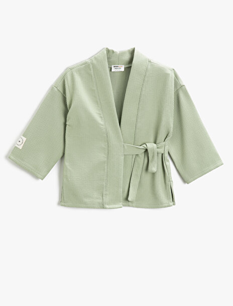 Koton Kız Çocuk Dokulu Beli Bağlamalı Kaban Kruvaze Yaka