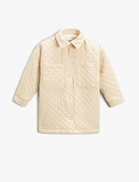 Koton Kız Çocuk Kapitone Gömlek Ceket Uzun Kollu Çift Cepli