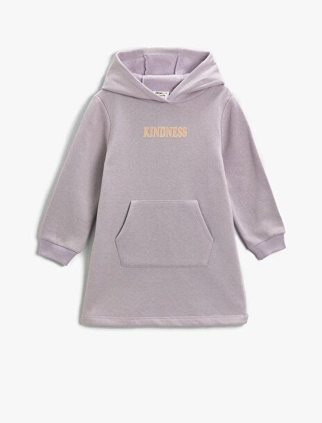 Koton Kız Çocuk Baskılı Kapüşonlu Sweat Elbise Kanguru Cepli Koton Kız Çocuk Baskılı Kapüşonlu Sweat Elbise Kanguru Cepli