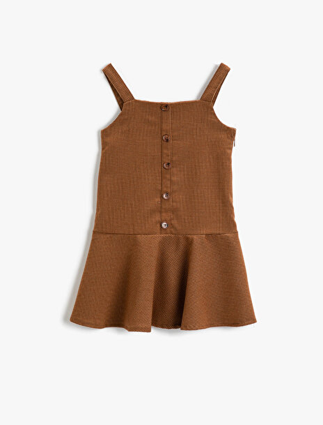 Koton Kız Çocuk Fırfırlı Kareli Askılı Elbise