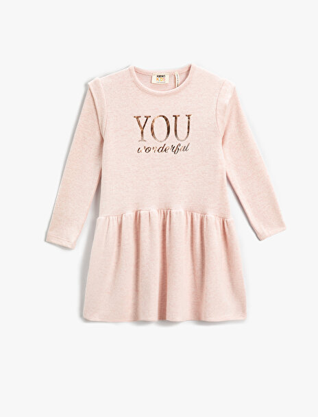 Koton Kız Çocuk Baskılı Mini Elbise Uzun Kollu Bisiklet Yaka Koton Kız Çocuk Baskılı Mini Elbise Uzun Kollu Bisiklet Yaka