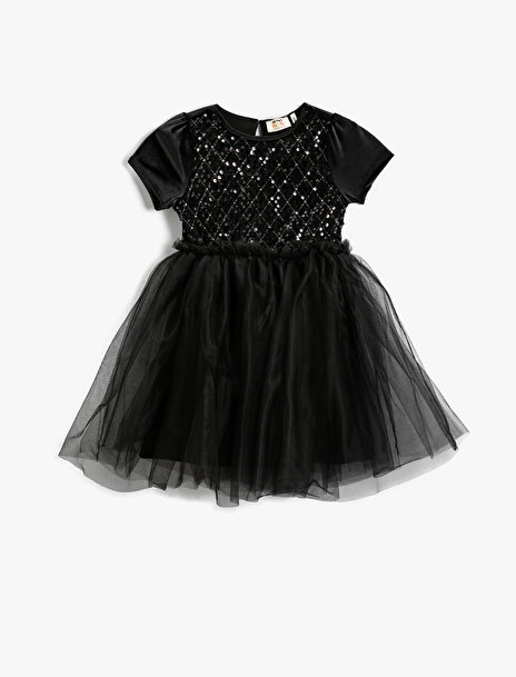 Koton Kız Çocuk Pullu Payetli Tütü Etekli Kısa Kollu Elbise Koton Kız Çocuk Pullu Payetli Tütü Etekli Kısa Kollu Elbise