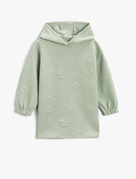 Koton Kız Çocuk Çiçek İşlemeli Kapşonlu Elbise