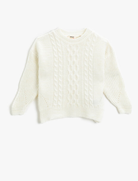 Koton Kız Çocuk Örgü Desenli Triko Kazak Uzun Kollu Bisiklet Yaka Koton Kız Çocuk Örgü Desenli Triko Kazak Uzun Kollu Bisiklet Yaka