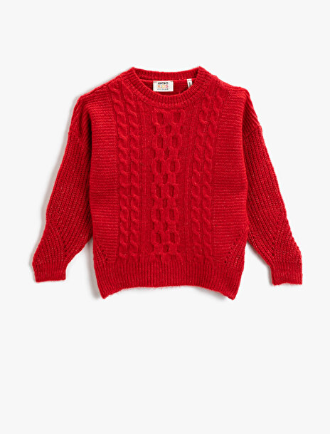 Koton Kız Çocuk Örgü Desenli Triko Kazak Uzun Kollu Bisiklet Yaka Koton Kız Çocuk Örgü Desenli Triko Kazak Uzun Kollu Bisiklet Yaka