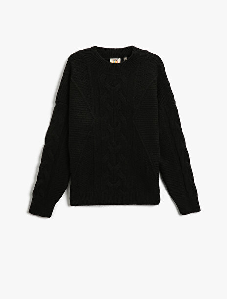 Koton Kız Çocuk Triko Uzun Kollu Kazak Dokulu Bisiklet Yaka