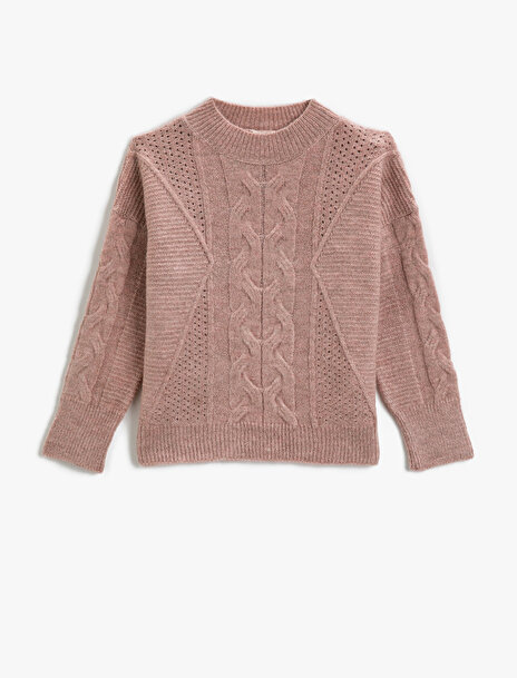 Koton Kız Çocuk Triko Uzun Kollu Kazak Dokulu Bisiklet Yaka