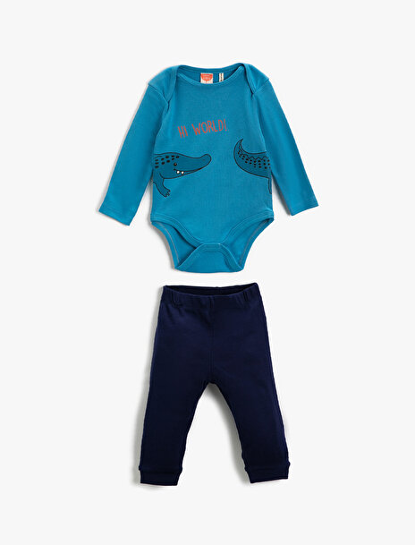 Koton Erkek Çocuk Dinozor Baskılı Çıtçıtlı Zıbın Jogger Eşofman Altı Seti Pamuklu Koton Erkek Çocuk Dinozor Baskılı Çıtçıtlı Zıbın Jogger Eşofman Altı Seti Pamuklu