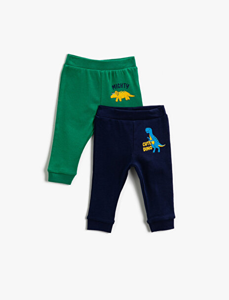 Koton Erkek Çocuk 2'li Dinozor Baskılı Eşofman Altı Seti Pamuklu