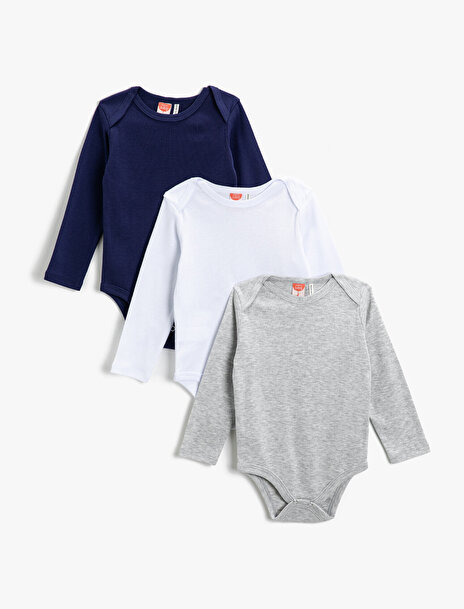 Koton Erkek Çocuk 3'lü Uzun Kollu Çıtçıtlı Zıbın Seti Pamuklu