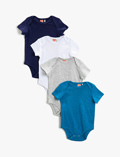 Koton Erkek Çocuk 4'lü Basic Kısa Kollu Çıtçıtlı Zıbın Seti