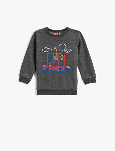 Koton Erkek Çocuk Hayvan Baskılı Sweatshirt Pamuklu