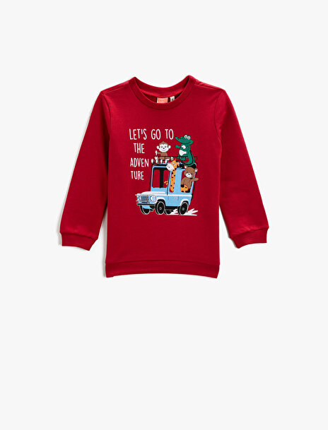 Koton Erkek Çocuk Hayvanlar Baskılı Sweatshirt Bisiklet Yaka Pamuklu Koton Erkek Çocuk Hayvanlar Baskılı Sweatshirt Bisiklet Yaka Pamuklu